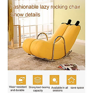 Deluxe Patio Rocking Chair, Comfortable Upholstered Rocking Chair, Weather Resistant, Stationary Rocker Shake Of 105°, Modern Lounge Chair For Front Porch, Garden, Patio, Backyard ( Color : Yellow )