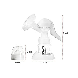 NCVI Manual Breast Pump with Milk Bottle,Portable Breastfeeding Pumps 5oz, BPA Free Soft Food Grade Silicone Powerful Suction