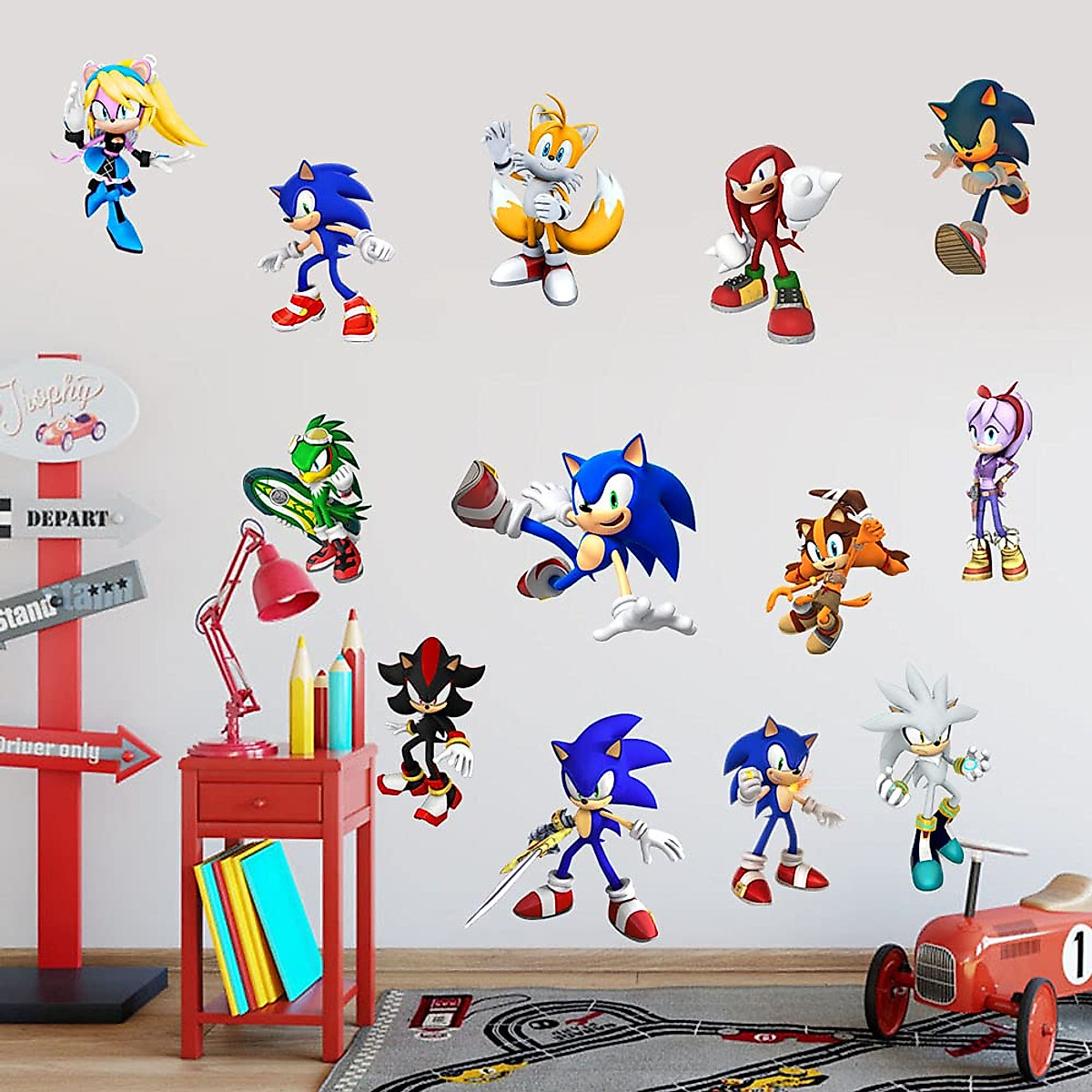 Sonic Wall Sticker Children's Cartoon Bedroom Background Wall Decoration Self-Adhesive Wall Sticker PVC