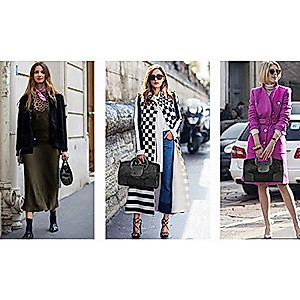 CLARA Women Vintage Flap Tote Top Handle Satchel PU Leather Clutch Handbag Purse Shoulder Bag (00358Black)