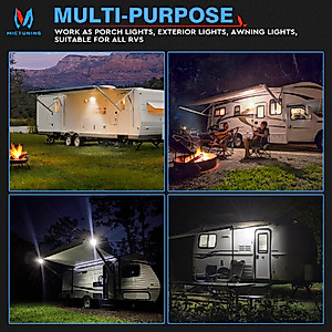 MICTUNING RV Exterior LED Porch Utility Light - 12V 750 Lumen Awning Lights | Replacement Lighting for RVs Trailers Campers