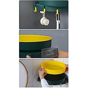 jomgeroz Corner Shower Shelf Degree Rotating Storage Rack Wall Mounted Organizer No Drilling for Toilet Bathroom Kitchen Shampoo Spice Holder Corner Shower Shelf