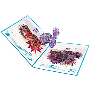 PopLife Fireworks 3D Pop Up New Years Card - NYE Popup, Happy Birthday, Independence Day Fourth of July, Congratulations Card - Fold Flat for Mailing - for Son, for Daughter, for Friend, for Co-worker