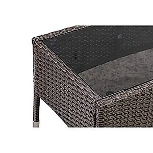 Amazon Basics Outdoor Patio Garden Faux Wicker Rattan Chair Conversation Set with Cushion - 4-Piece Set, Brown