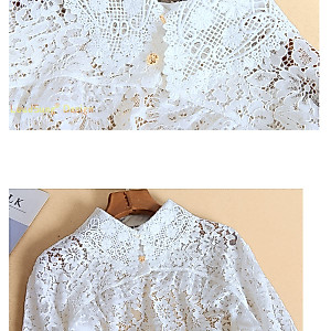 LoudSung Detachable Sleeves Wedding Dresses Crop Top Fake Collar Half Shirt Blouse Lace Elegant for Women Girls