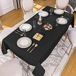 Softalker Rectangle Tablecloth Waterproof & Stain Resistant Table Cloth Wrinkle Free Fabric Washable 210GSM Polyester Table Cover for Dining/Party/Buffet/Wedding (60x84 inch, Black)