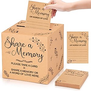 Hxezoc Share a Memory Cards for Collections, Kraft Memory Cards Box for Funeral, Graduation, Baby Showers, Anniversary, Birthday Party Supplies