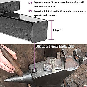 Bonbo 5PCS Blacksmith Anvil Hardy Tool Set 1 Inch Hot Cut Tool, Creasing Stake Tool, Bottom Fuller, Turning Bending Scrolling Fork, Bending Forge Scrolling Welding Jig