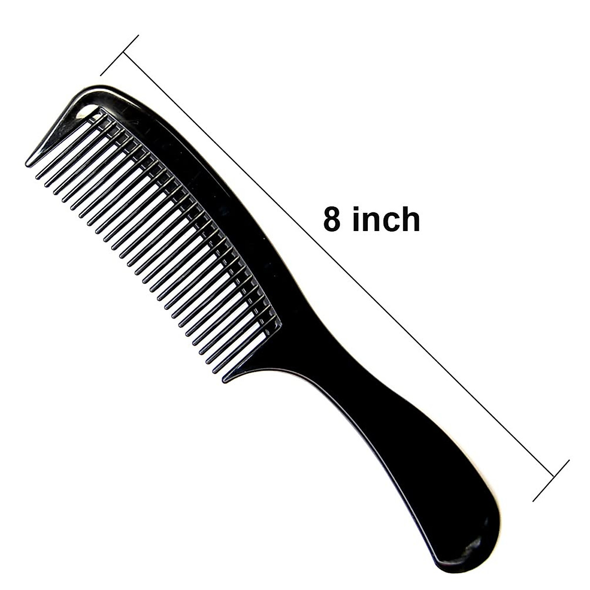 LUXXII - (6 Pack) 8 inch Black Styling Essentials Round Handle Comb Pocket