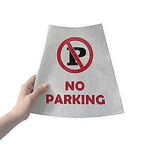 BATTIFE 4 Pack "NO Parking" Reflective Collars Stickers for Traffic Safety Cones, 360° High Visible Signs for Driveway Road Outdoor Use