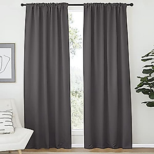 NICETOWN Light Reducing Curtain Panels Window Draperies - (Grey Color) 52x84 inch, 2 Pieces, Insulating Room Darkening Drapes for Bedroom