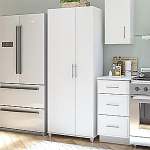 SystemBuild Evolution Camberly Tall Asymmetrical Cabinet in Ivory Oak