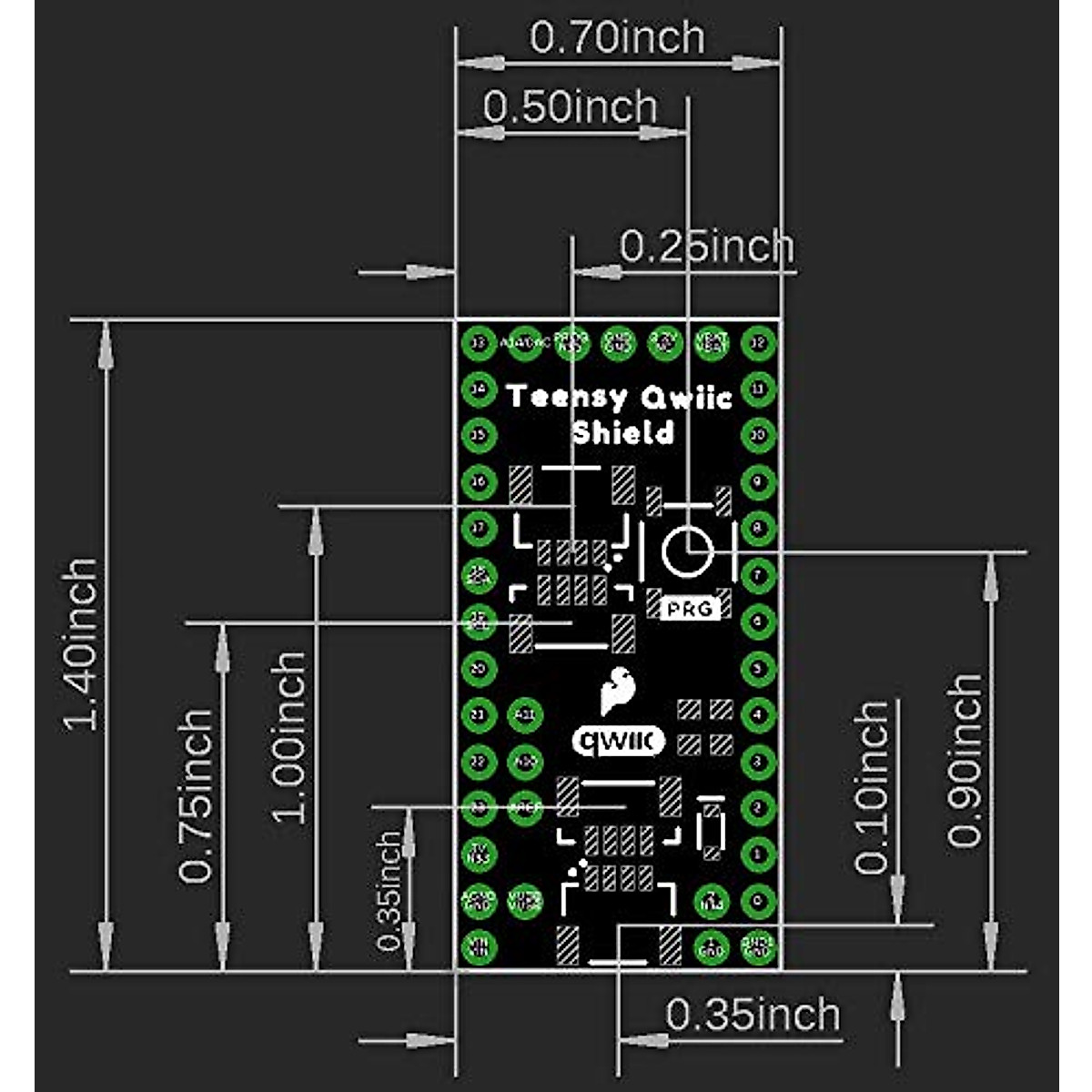 SparkFun Qwiic Shield Compatible with Teensy (not Included) - 4.0, 3.2, or LC Footprint Compatible - 3.3V