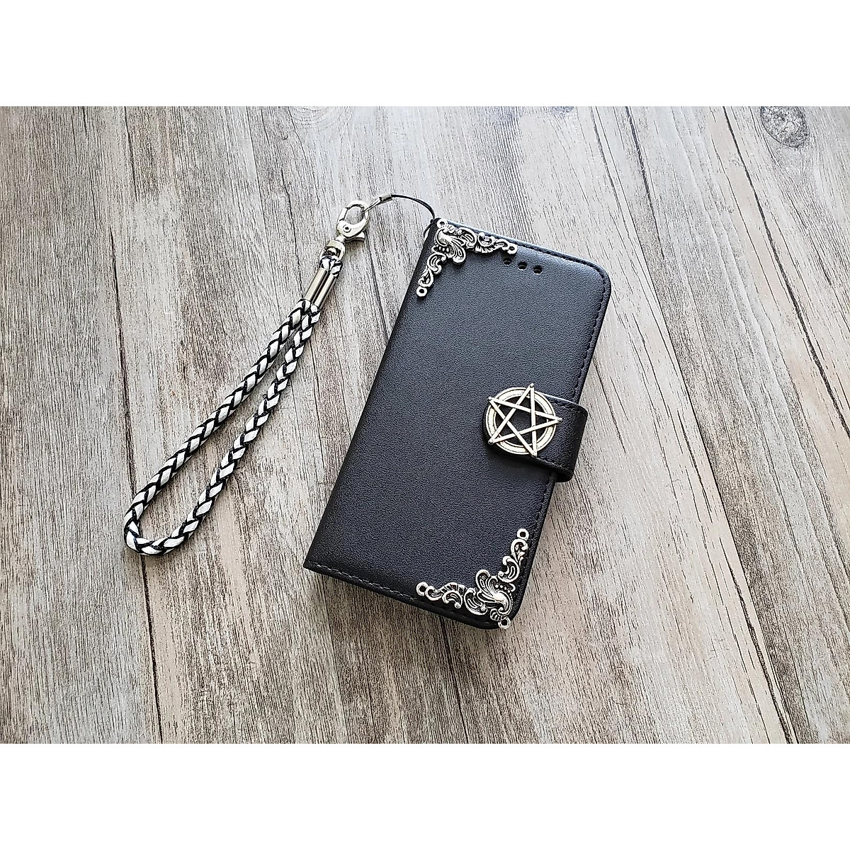 Pentagram star phone leather wallet removable case for iPhone X XS XR 11 12 13 14 Pro Max Galaxy S23 S22 S21 S20 Ultra Note 20 10 Plus Mn1298