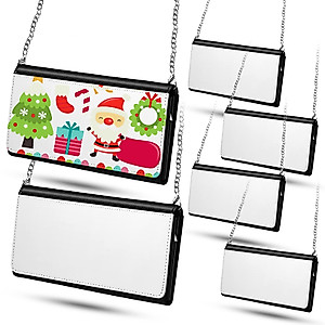 LEIFIDE Sublimation Blank Wallet for Women Heat Transfer DIY Pattern White 5 Mezzanine Purse Makeup Bag with Chain(6 Pcs)