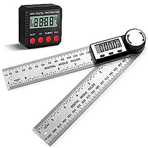 2-in-1 Angle Finder Protractor with Miter Calculator, XUNTOP 0~230° 400mm Digital Torpedo Level Angle Finder Gauge Meter IP54 Protected Electronic Bubble Inclinometer