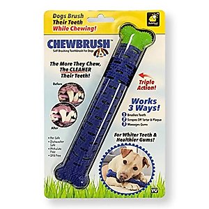 BulbHead Chewbrush Toothbrush Dog Toothbrush and Dog Toy - No Dog Toothpaste Required - Great Dog Teeth Cleaning Toys (1 Pack)