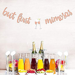 Mimosa Bar Sign But First Mimosas Banner Boho Floral Bridal Shower Decorations Rose Gold Baby Shower Graduation Decor Summer Brunch Bubbly Bar Themed Wedding Engagement Birthday Party Mimosa Bar Kit
