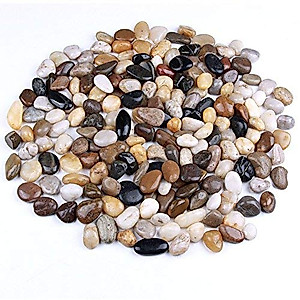 skullis 5 Pounds River Rocks, Pebbles, Garden Outdoor Decorative Stones, Natural Polished Mixed Color Stones