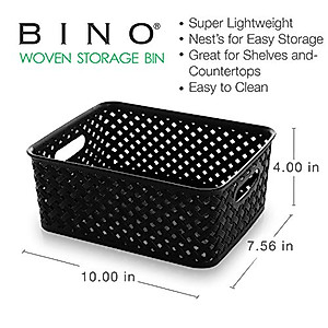 BINO | Plastic Basket, Small - Black - 5 Pack | THE PLAIT COLLECTION | Multi-Use Storage Bins | Durable, Drawer & Cabinet-Friendly | Storage Baskets for Organizing | Pantry & Closet Organizer