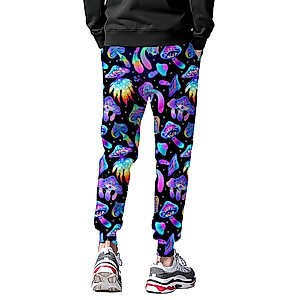 VVGETE Magic Mushrooms Pants 80s Mens Jogger Sweatpants,80s Costumes for Men Track Pants,Mens 90s Outfit