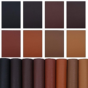 LITCHI 8 Pieces 8x12 Inch Dark Color Litchi Grain Texture Faux Leather Sheets Including 8 Color Leather Sheets for Leather Bows and Earrings Making LiZhiWen-8PcsA4Dark