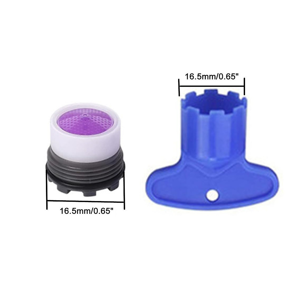 QLXHBOT 10Pcs Faucet Aerator M16.5, Aerator Replacement for Sink Faucet Flow Restrictor, Kitchen Cache Aerators Bathroom Sink Aerator with 2 Pcs Key Removal Wrench Tool (16.5 MM)