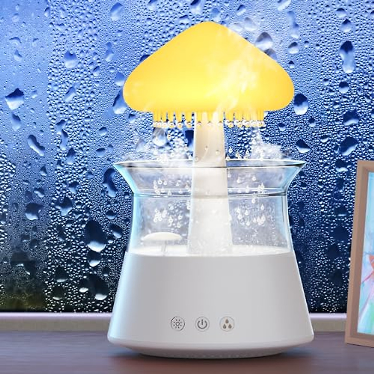 Diffuserlove Rain Cloud Humidifier Diffuser Water Drip Humidifier with Remote Waterfall Lamp Mushroom Humidifier Rain Sounds White Noise Humidifier Air Humidifiers for Bedroom Desk…