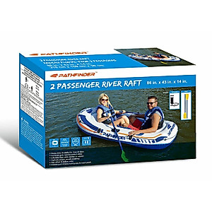 Generic Pathfinder Inflatable Raft 2 Person Boat with Pump Oars Sports River Canoe Rafting Outdoor Beach Lake