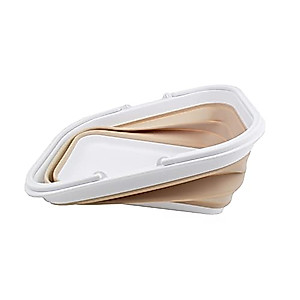 SAMMART 15L (4 Gallons) Collapsible Basket with Handle - Portable Outdoor Picnic Basket/Crater - Foldable Shopping Bag - Space Saving Storage Container (White/Latte (Set of 2))