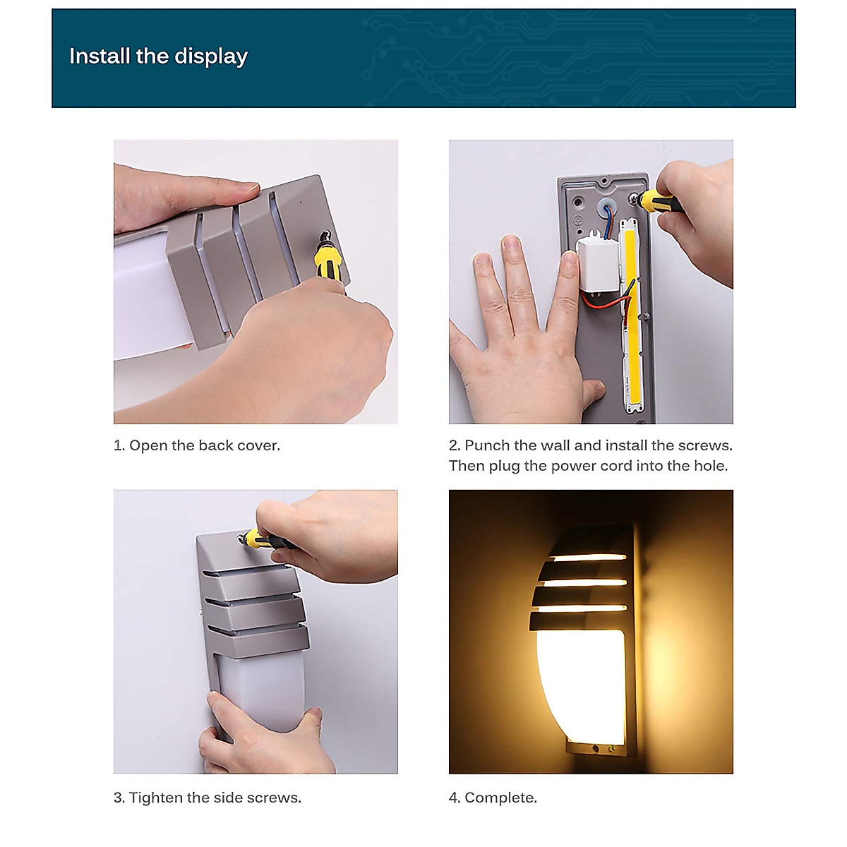 OurLeeme Wall Light Decorative Wall Sconce Porch Lamp 8W Energy Saving COB Stair Light Bright and Soft LED Wall Lamp for Home Patio Garden Walkway