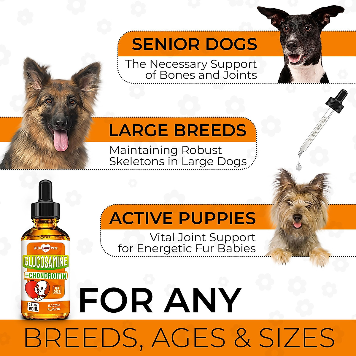 Glucosamine for Dogs ✿ Dog Joint Supplement ✿ Hip and Joint Supplement Dogs ✿ Glucosamine Chondroitin for Dogs ✿ Liquid Glucosamine for Dogs ✿ Glucosamine Chondroitin Dogs ✿ Bacon Flavor ✿ 2 Oz