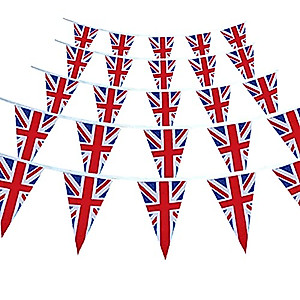 Uwariloy 23/26ft Union Jack Bunting Banner with 20 | 25 Triangle Flags for Queen Plati-num Jubilee Decorations, Royal Events Patriotic Street Party Decorations