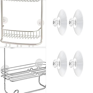 Shower Caddy Connectors Suction Cups for Bathroom, 2 Inch PVC Plastic Heavy Strength Large Clear Sucker Without Hooks, Replacement Suction Cups Compatible with iDesign (4PCS)