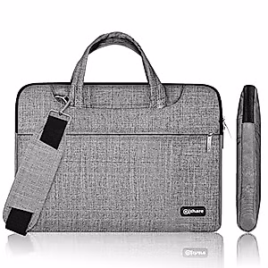 Qishare 11.6 12 inch Laptop Case Laptop Shoulder Bag, Multi-functional Notebook Sleeve Carrying Case With Strap for Notebook Microsoft Surface Pro 6/5/4/3 Macbook Air 11 12(Gray Lines)