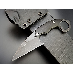 Ccanku C1118 Fixed Blade Knife,D2 Blade G10 Handle Claw Knife EDC Tool Knife for Outdoor Camping, Hiking, Fishing with kydex Sheath(Black) …