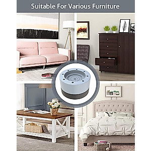 Mswinnie Round Bed Furniture Risers 1 Inch Adjustable Stackable Furniture Lifts Risers，Heightening 1" or 2" for Bed Frame, Desk, Table, Sofa, Couch, Chair, Supports Up to 1,300 lbs, Gray Pack of 4