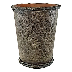 Ebros Gift Rustic Southwestern Old World Country Turquoise Bullseye with Branchwood Borders Faux Wood Bathroom Accessory Resin Sculpture (Dry Waste Basket Trash Bin)