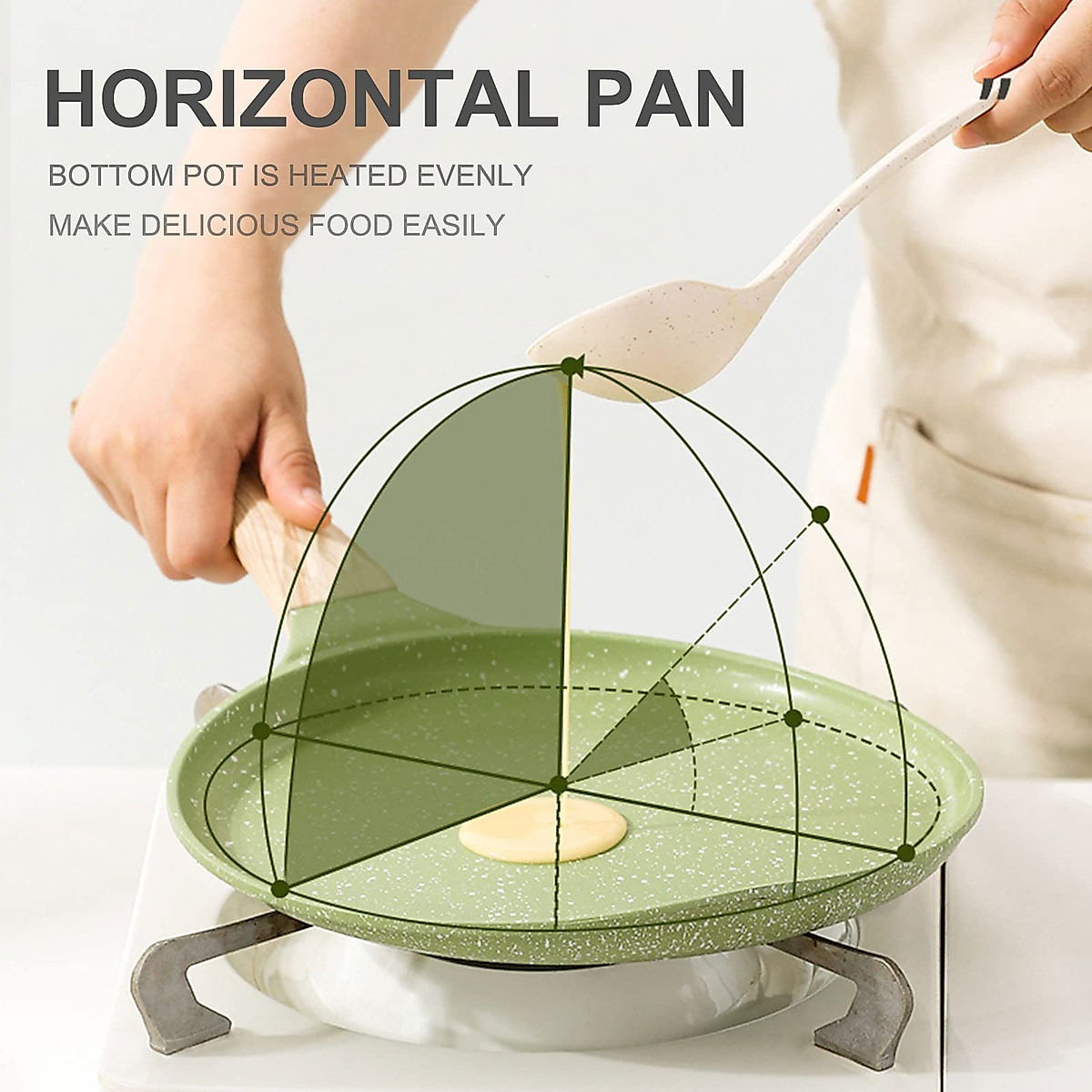 11 Inch Frying Pan Non-Stick Steak Pancake Cooking Breakfast Maker Crepe Pan Pancake Pan Household Wooden Handle Egg Griddle Pan