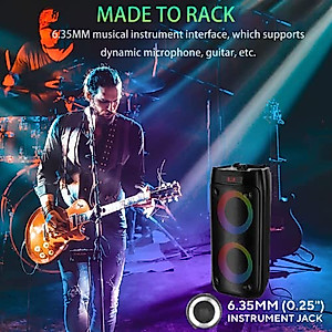 10W Bluetooth Speaker, Portable Wireless Speakers with Double Subwoofer Heavy Bass, Bluetooth 5.0, Colorful Lights, 4000 mAh, FM Radio, Remote, EQ, Loud Stereo Speaker for Home Outdoor Party (Black)
