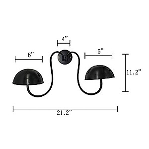 Owlgift Modern Metal Wall Mounted Entryway Retail Hat Rack/Wig Display Stand w/ 2 Circular Hat Hooks, Black