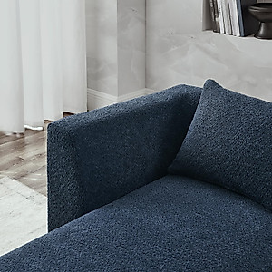 GNIXUU Modular Sectional Sofa, Modern Minimalist Boucle Fabric U-Shaped Sectional Couch, Comfy Double Chaise Lounge 4 seat Couch Set with Pillows for Living Room, Office, Apartment，117Inch(Blue)