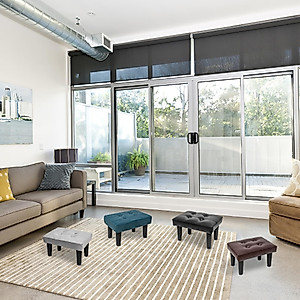 CAROLMADE 15” Ottoman Foot Rest, PVC Small Ottoman Foot Stool with Legs Modern Footstool Ottomans for Living Room Entryway Office, Brown