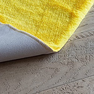 Super Area Rugs Ultra Soft Faux Rabbit Fur Chair Couch Cover Area Rug for Bedroom Floor Sofa Living Room, Yellow, 2 x 3 Feet