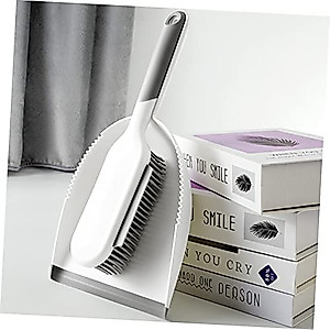 BUTIFULSIC 2 Pcs Set Pp Practical Brush Bed Cleaning Tool Dustpan and Brush White Sweeper Broom