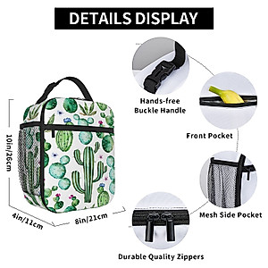 WJLKSJD Cactus Lunch Box Insulated Lunch Bag for Teen Girls Women Reusable Leakproof Cooler Flower Lunchbox Tote for Kids School Office Work Picnic Beach