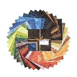 Bali Crackers 10" Layer Cake Squares - Hoffman 885 Watercolors Nature Hand-Dyed Batiks Multi-Color Fabric Bundle Quilter's Cotton Precuts (885BC-739-Nature)