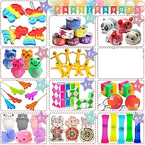 56 Pcs Party Favors for Kids 3-5 4-8 8-12, Treasure Chest Carnival Prize Box Toys for Classroom, Pinata Stuffers Goodie Bag Filler Easter Egg Fillers, Small Bulk Toys for Boys Girls Birthday Gift