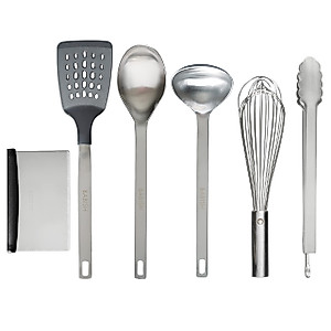 Babish 11 Piece Essential Teak Wood, Silicone, and Stainless Steel Tool Set