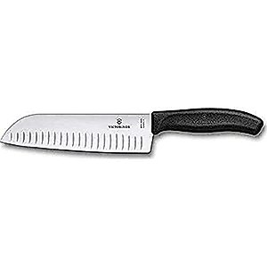 Victorinox-Swiss-Army-Cutlery Fibrox Pro Santoku Knife, Granton Edge, 7-Inch